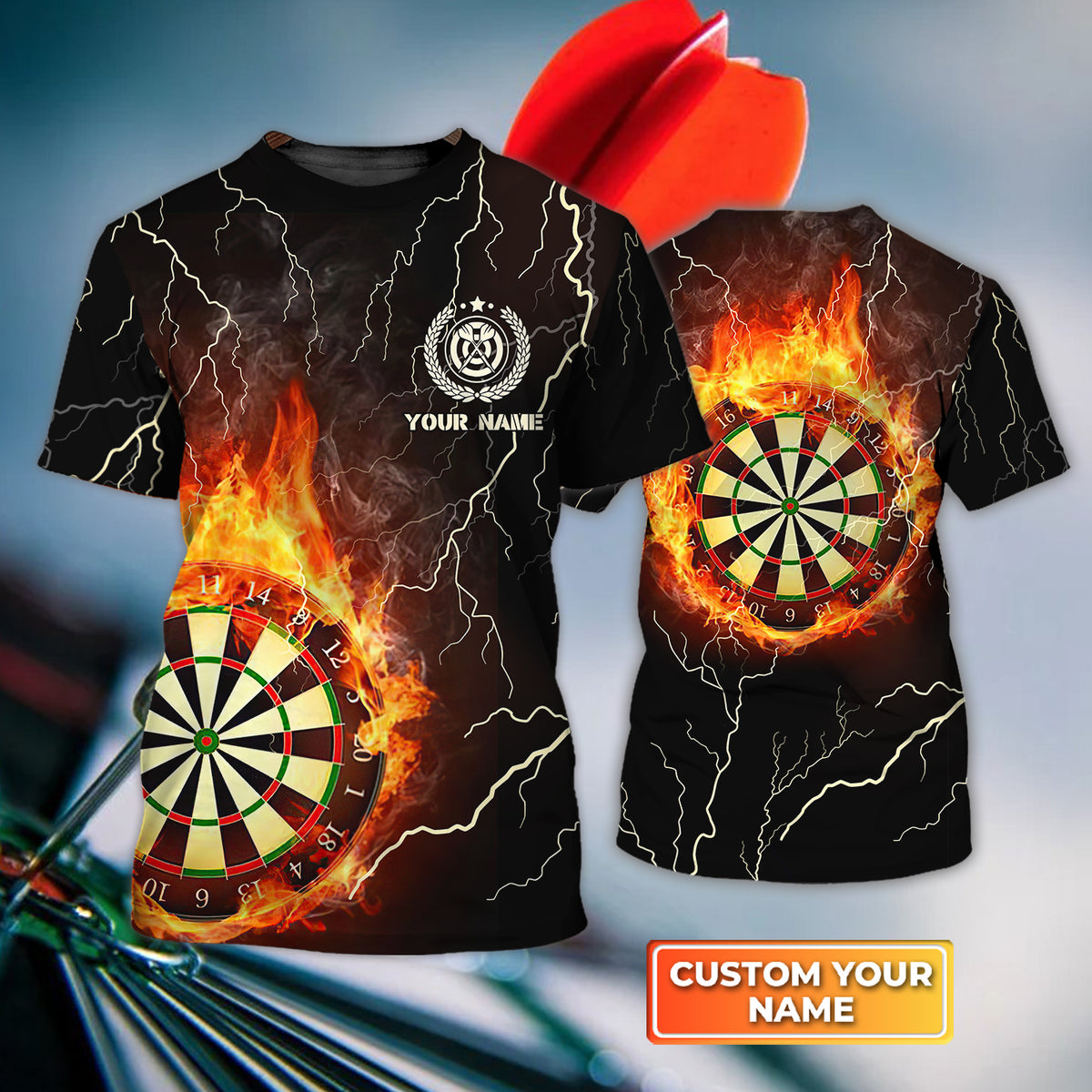 Darts Flame Thunder Lightning Personalized Name 3D Tshirt For Darts Pl – Onemoredart