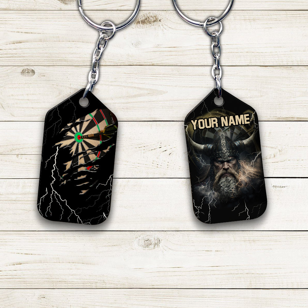 Darts Paint Splash Personalized Name Viking And Darts Keychain For Dar ...