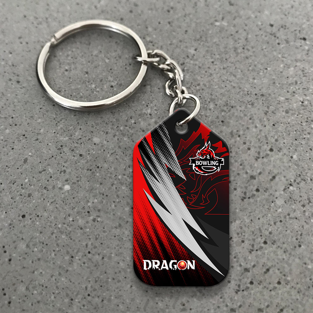 Dragon Team Red Bowling Ball On Fire Personalized Name 3D Keychain ...
