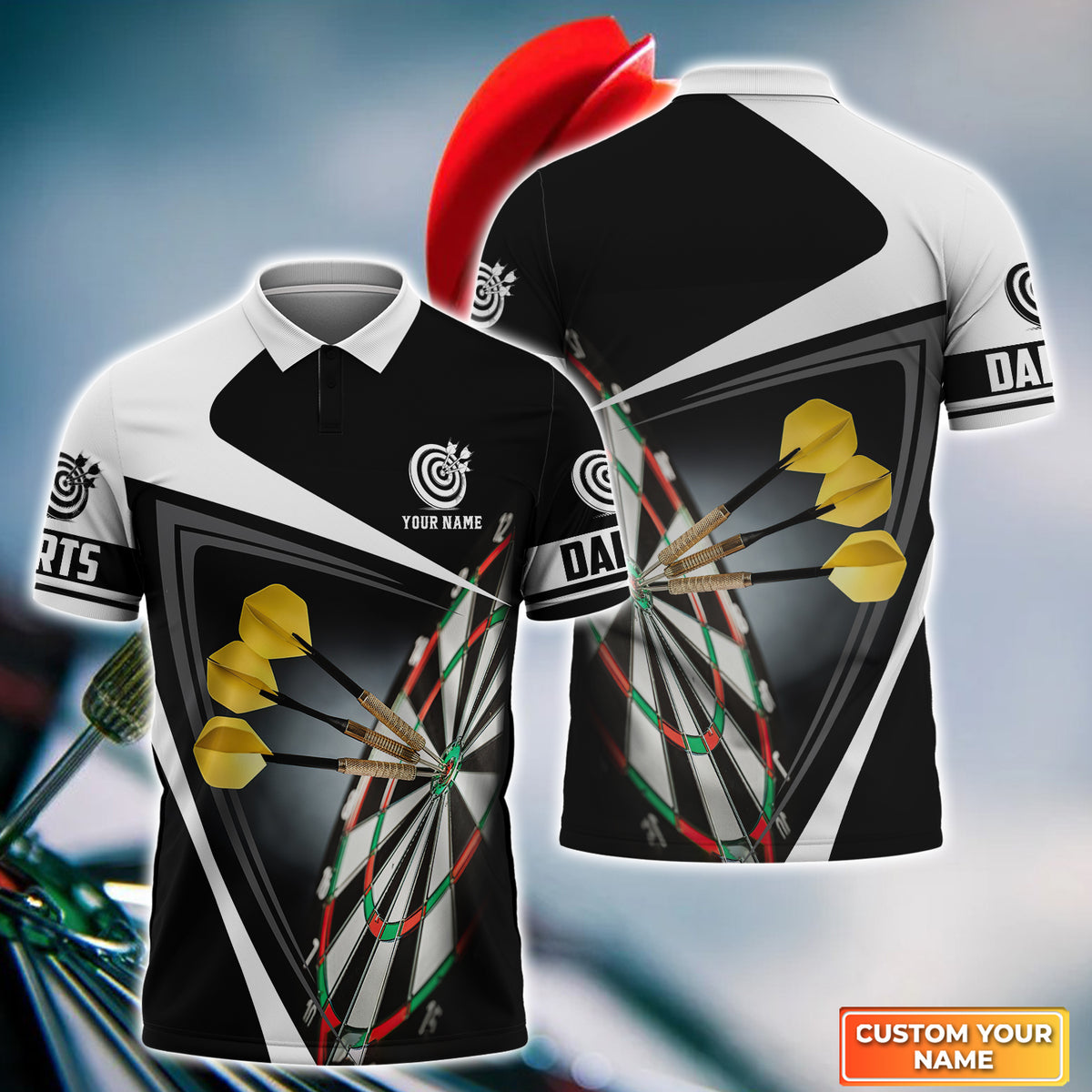 Darts Target Personalized Name 3D Darts Polo Shirt For Dart Team Playe ...