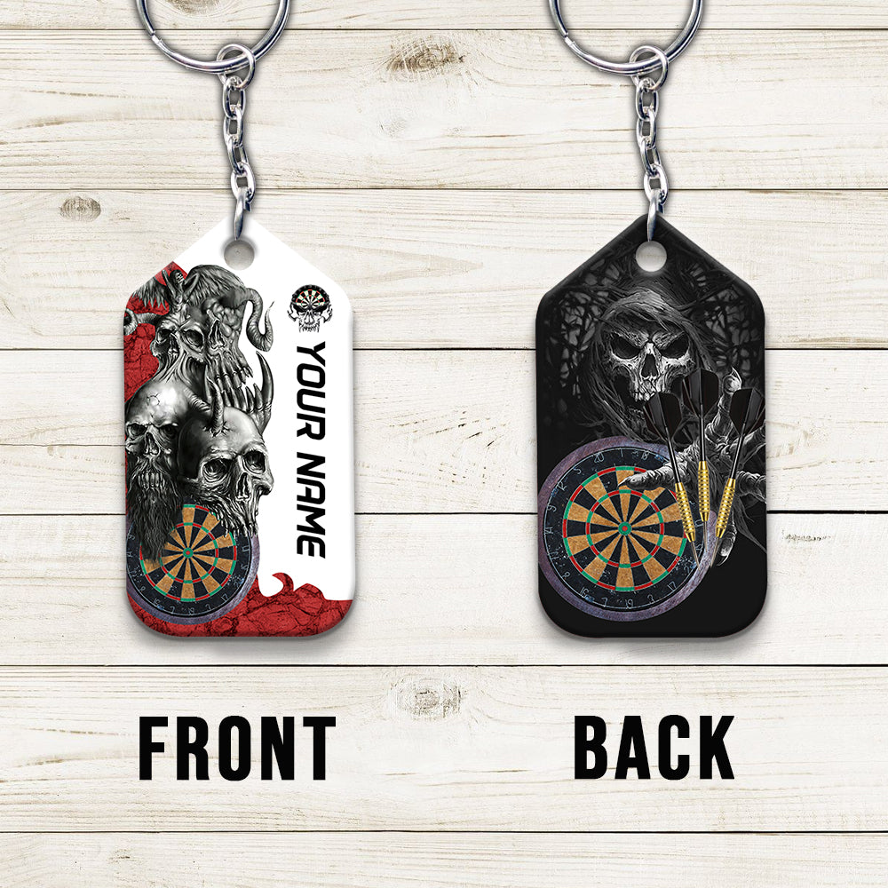 Dartboard Skull Personalized Name 3D Keychain For Darts Player ...