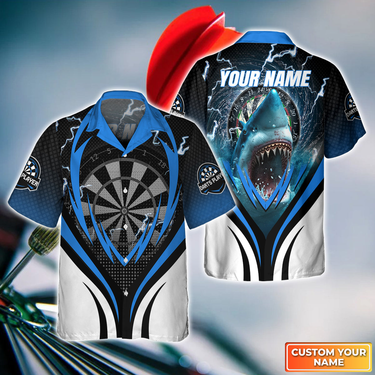 Bullseye Dartboard Personalized Name 3D Shark And Darts Hawaiian Shirt ...
