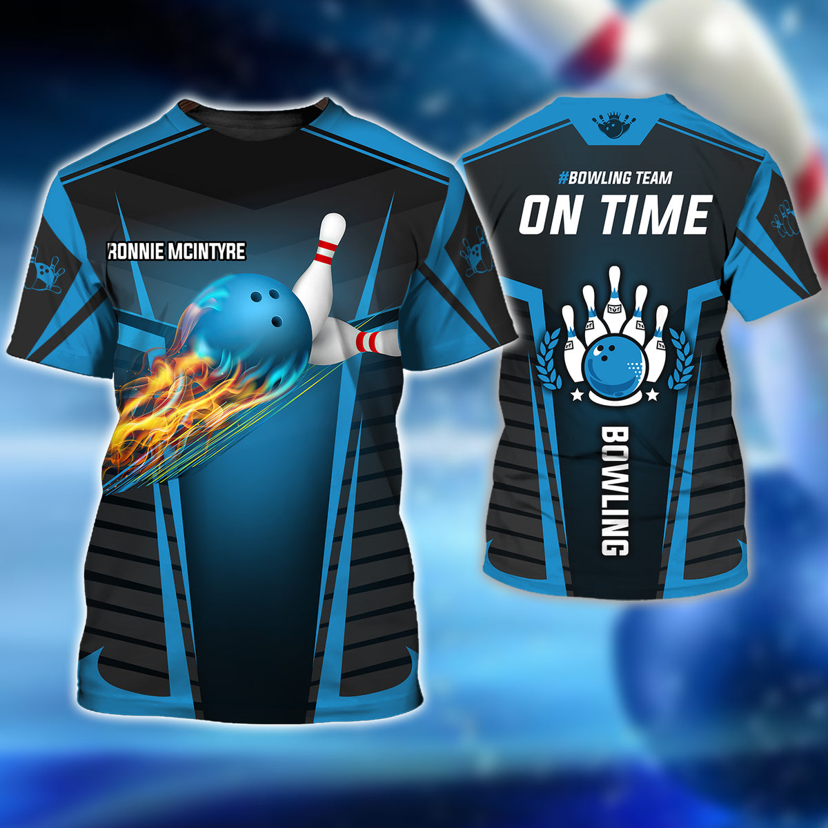 Ronnie McIntyre On Time Team The Blue Bowling Ball 102 3D Shirt - QB95 ...