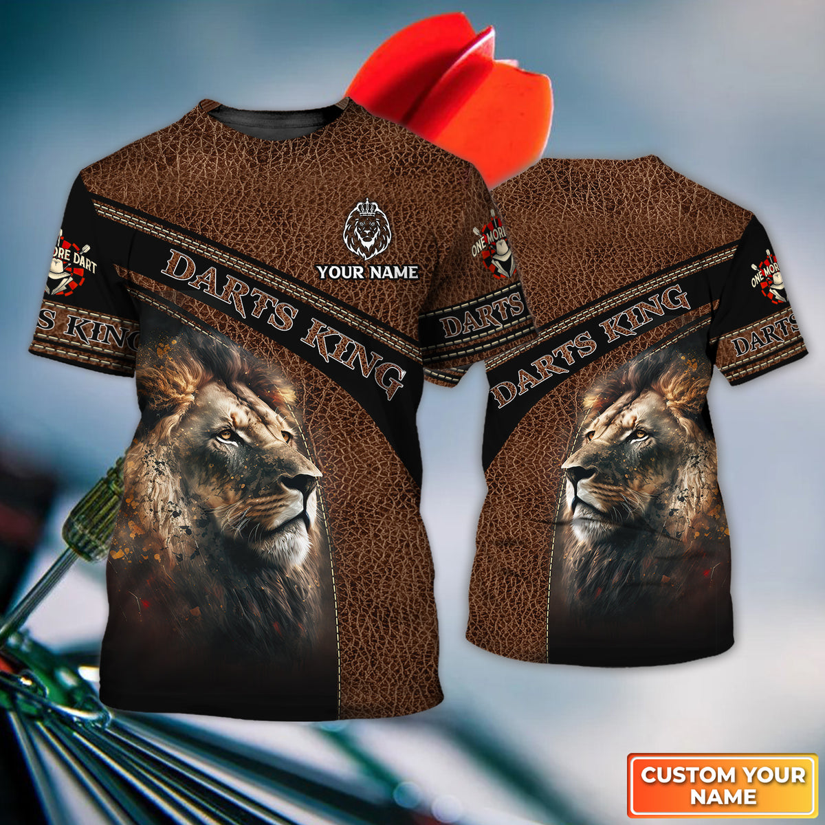 Darts King Personalized Name 3D Lion And Darts Tshirt For Dart Team Pl ...