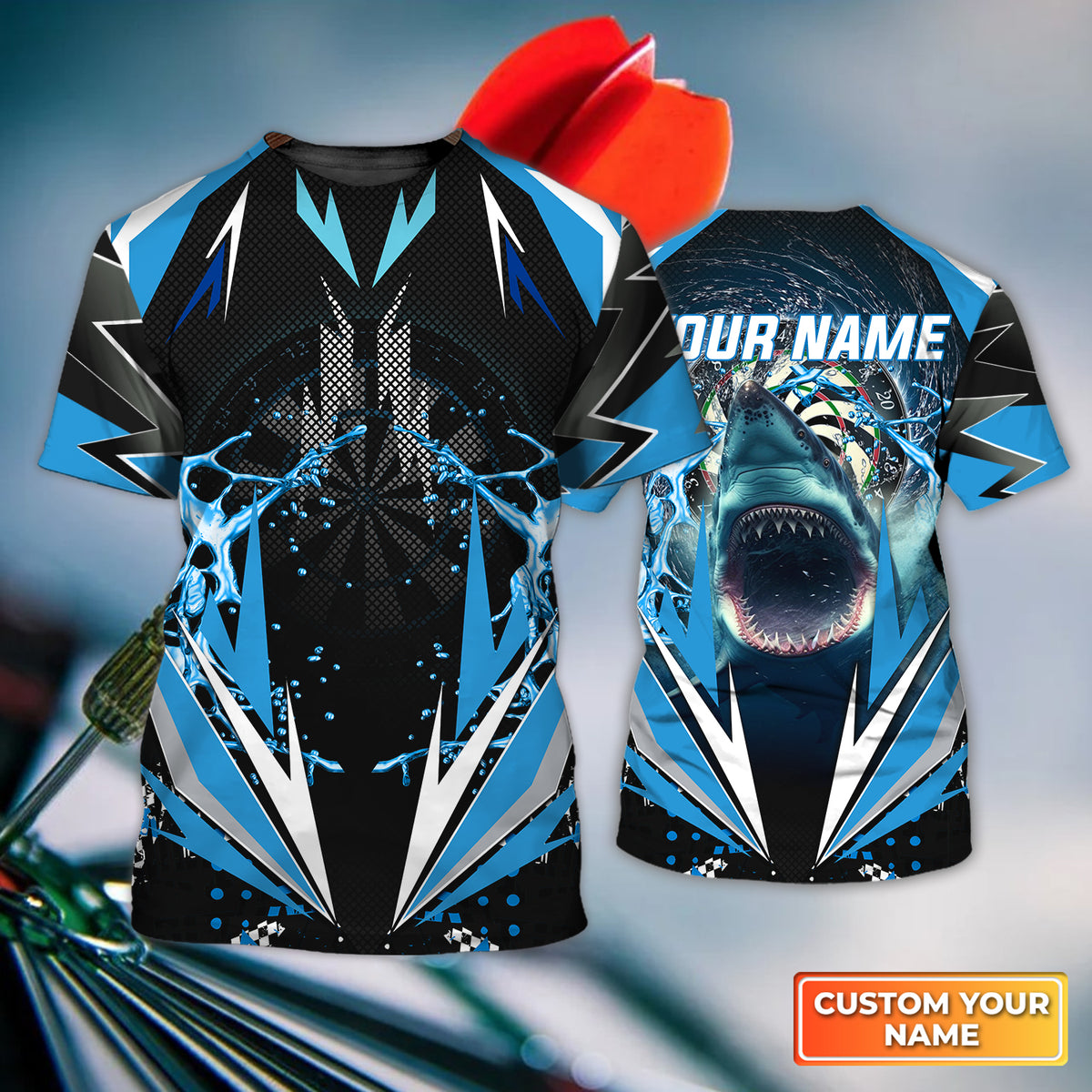 Whirlpool Bullseye Dartboard Personalized Name 3D Shark And Darts Tshi ...