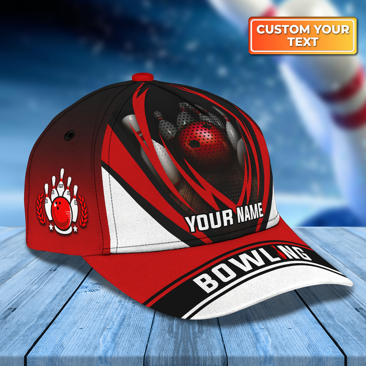 Bowling With Red Ball Personalized Name Classic Cap Best Gift For Bowl ...