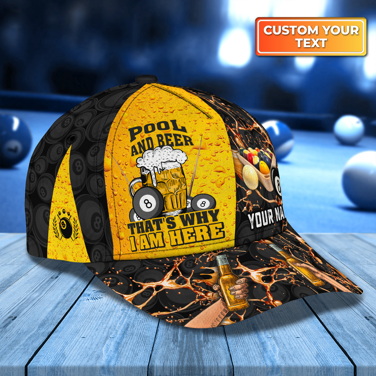 Pool 8 Ball Pool And Beer That's Why I'm Here Personalized Name Classi ...