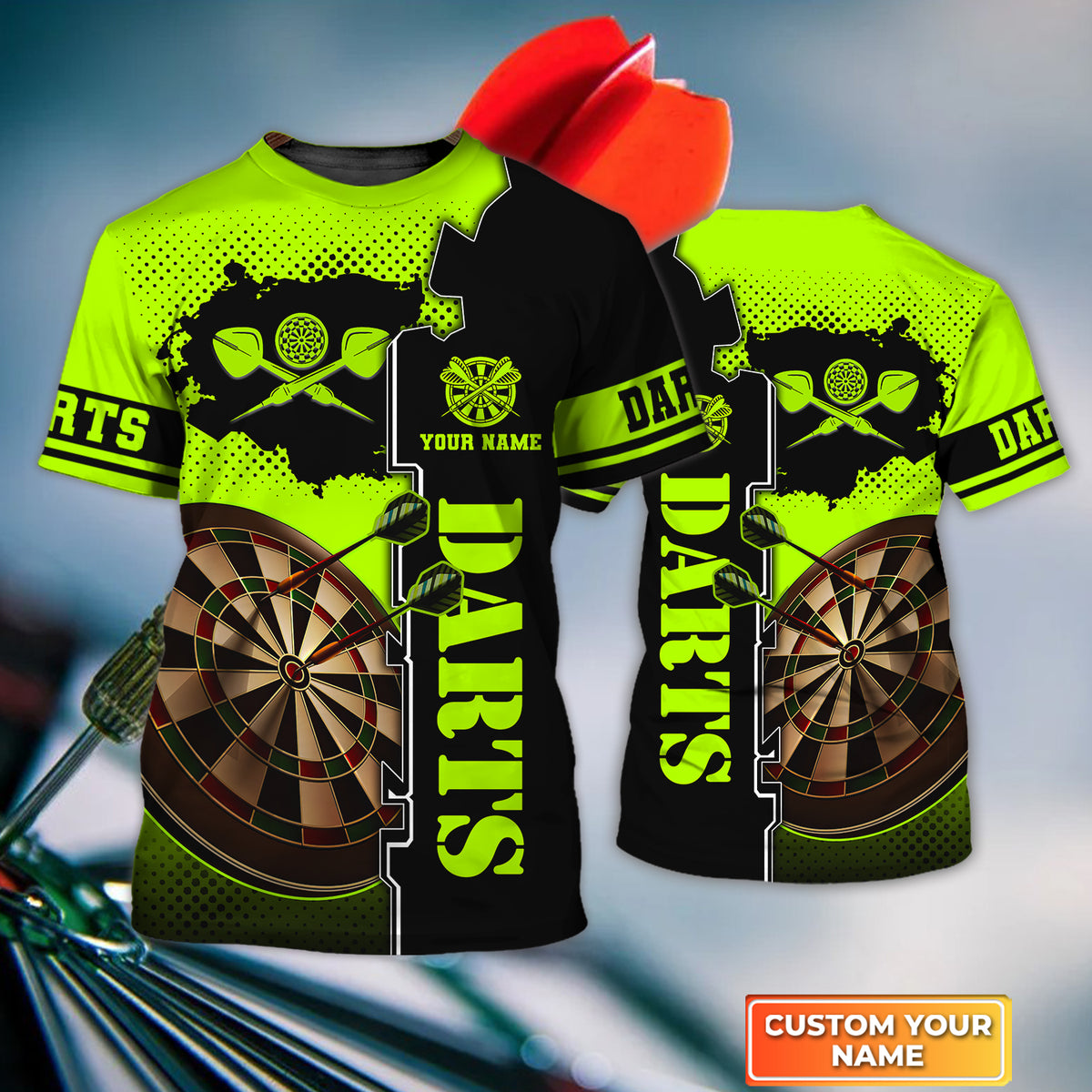 Green Dartboard Personalized Name 3D Tshirt For Darts Team Player Tad ...