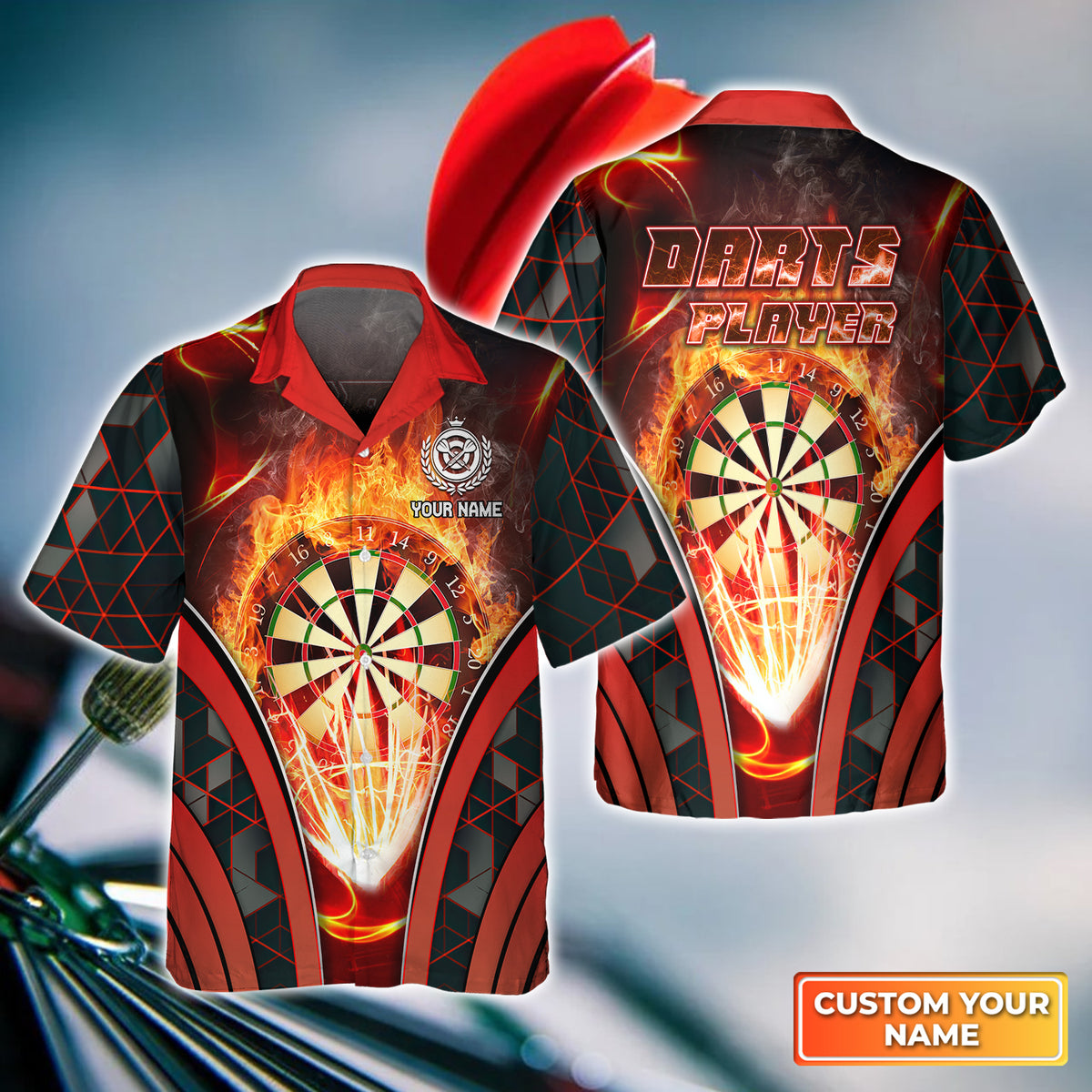 Darts Fire Personalized Name 3D Hawaiian Shirt For Darts Player Tad ...