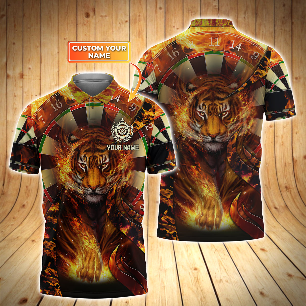 Fire Tiger Darts Personalized 3D Polo Shirt For Dart Team Player Tad ...